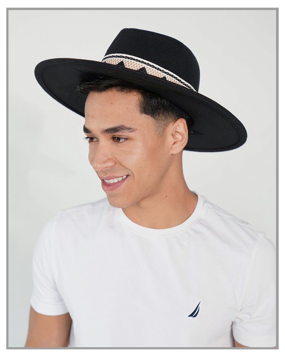 Black Val Diamond Fedora Hat with Band Details | truthBlack