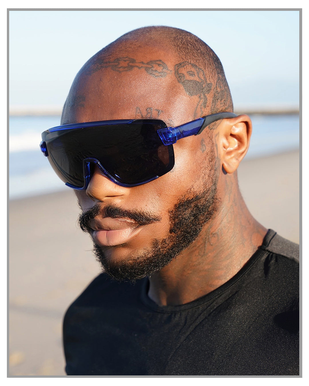 Blue Maxi Frame Mono Lens Shades | truthBlack